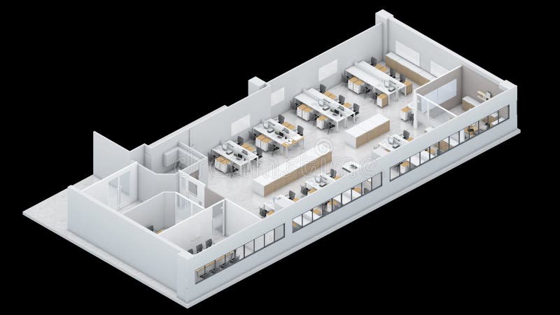 Isometric View of a Office Area,reception and Meeting Room, 3d ...