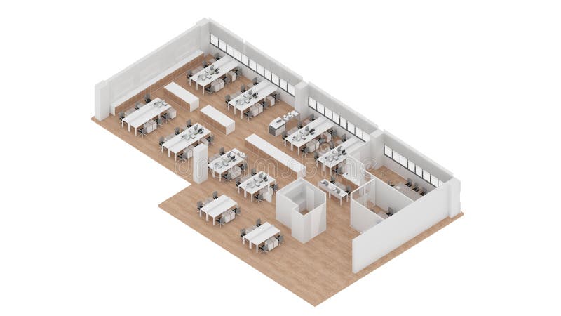 Isometric View of a Office Area,working Space, 3d Rendering Stock ...