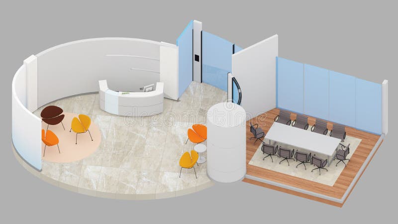 Isometric View of a Office Space and Meeting Room,reception Area, 3d ...