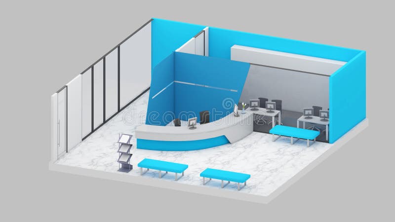 Isometric View of a Office Space and Working Room,work Area, 3d ...