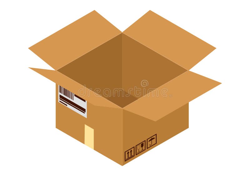 Isometric View of an Open Box. Vector Stock Vector - Illustration of ...