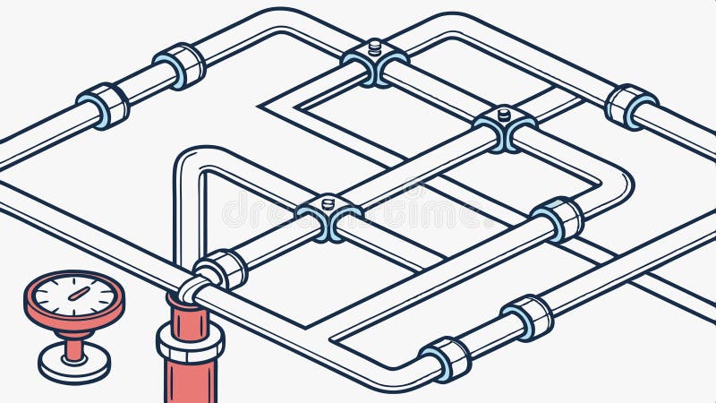 Pipe System Isometric View, Plumbing Infrastructure Vector Design ...
