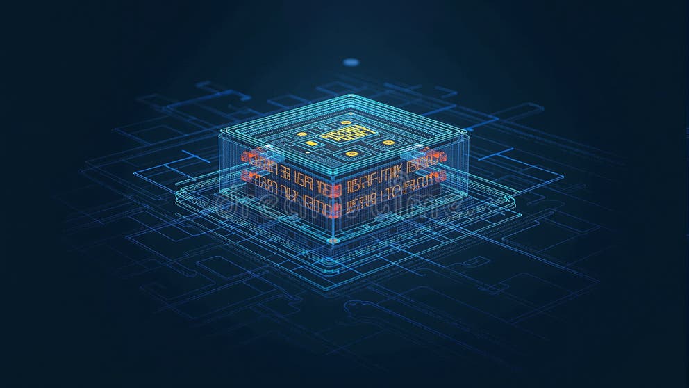 Isometric View of a Processor Chip Stock Illustration - Illustration of ...