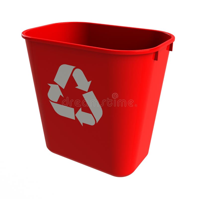 Isometric View of Red Recycling Bin on a White Background Stock ...