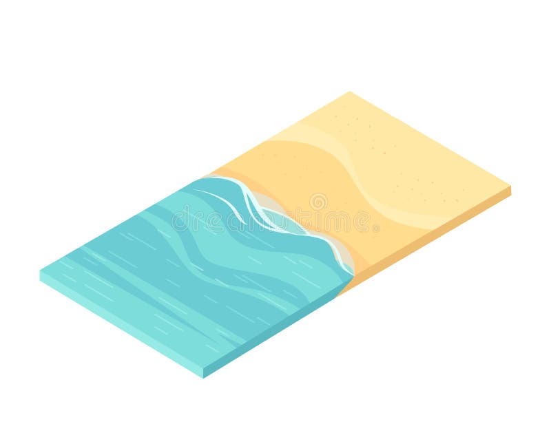Isometric View of a Sand Beach Vector Illustration Isolated on a White ...