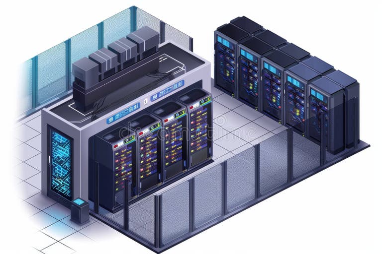 Isometric View of a Secure Data Center, Design an Isometric ...