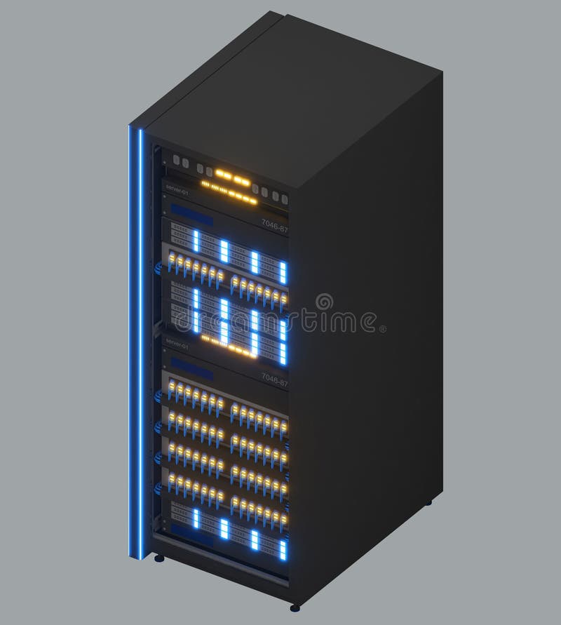 Isometric View of a Server Racks,Data Center and Data Connectivity Technology,3d Rendering Stock ...