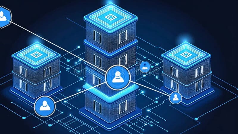 Isometric Representation of Interconnected Servers with User Icons in a ...