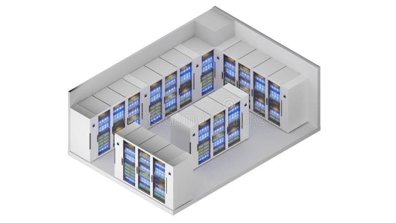 Isometric View of a Small Size Server Room,Data Center with Multiple ...
