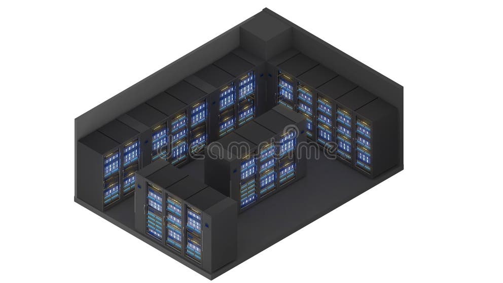 Isometric View of a Small Size Server Room,Data Center with Multiple ...
