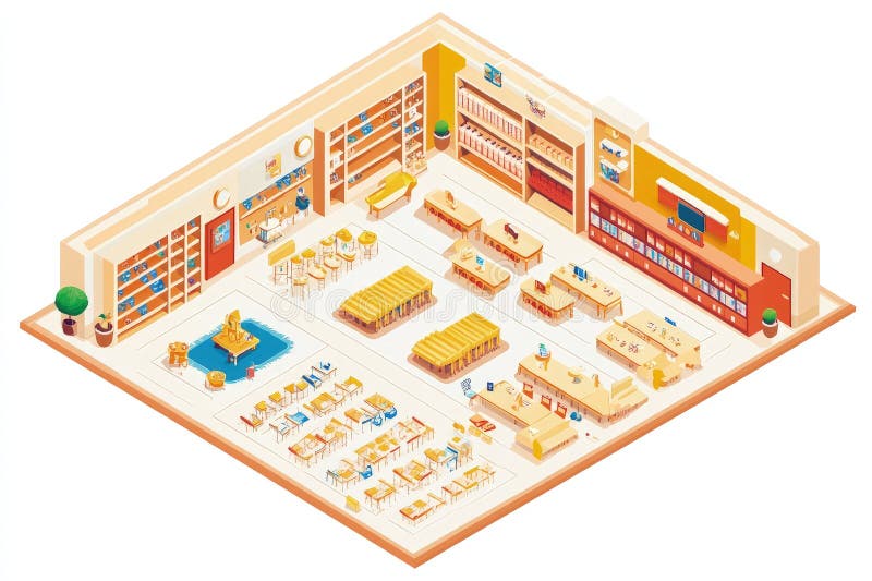 Isometric View of a Vibrant and Well-Organized Elementary School ...