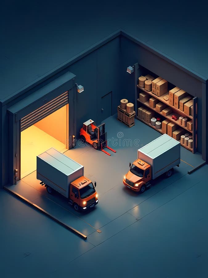 Isometric Warehouse Interior Forklift Stock Illustrations – 376 ...