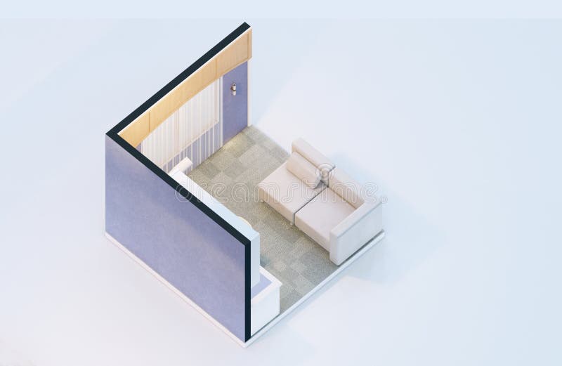 Isometric View of a Interior Design of Study Room Orthographic View 3d ...