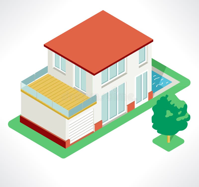 Isometric Village, Vector Illustration Stock Vector - Illustration of ...