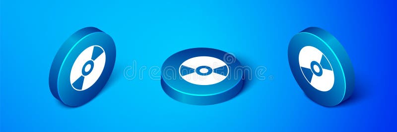 Isometric Vinyl Disk Icon Isolated on Blue Background. Blue Circle ...