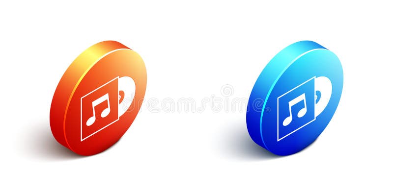 Isometric Vinyl Disk Icon Isolated on White Background. Orange and Blue ...