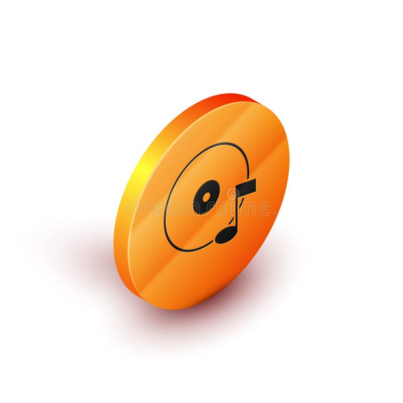 Isometric Vinyl Disk Icon Isolated on White Background. Orange Circle ...