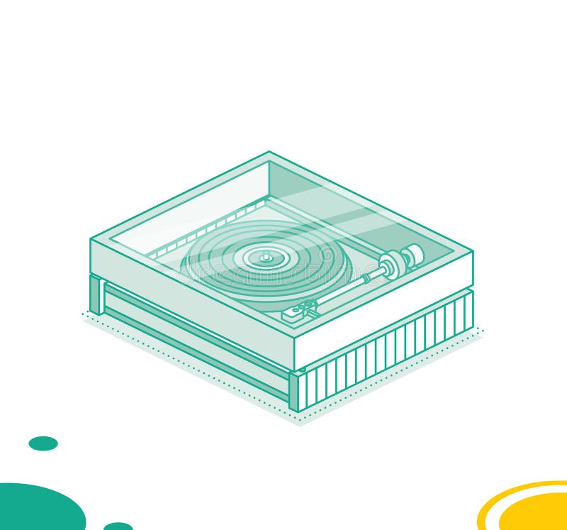 Isometric Vinyl Player with Disk and Cover. Object Isolated on White ...