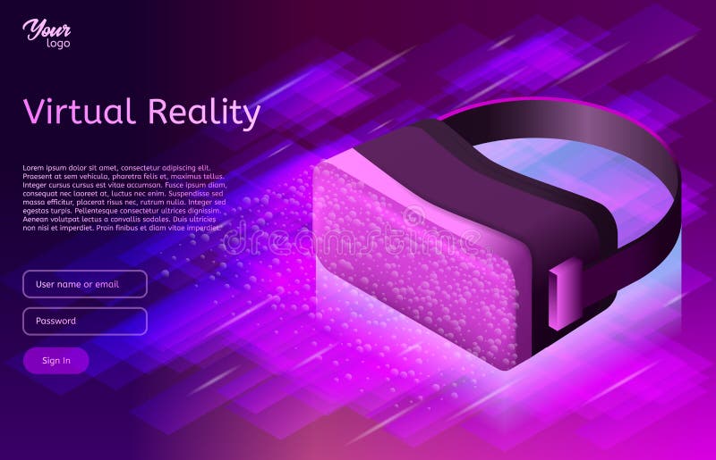 Isometric Virtual Reality Concept in Ultraviolet Colors. VR Headset ...