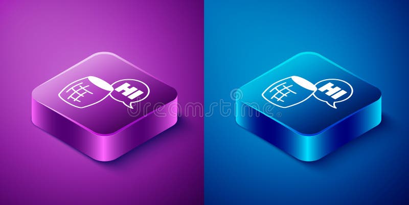 Isometric Voice Assistant Icon Isolated on Blue and Purple Background ...