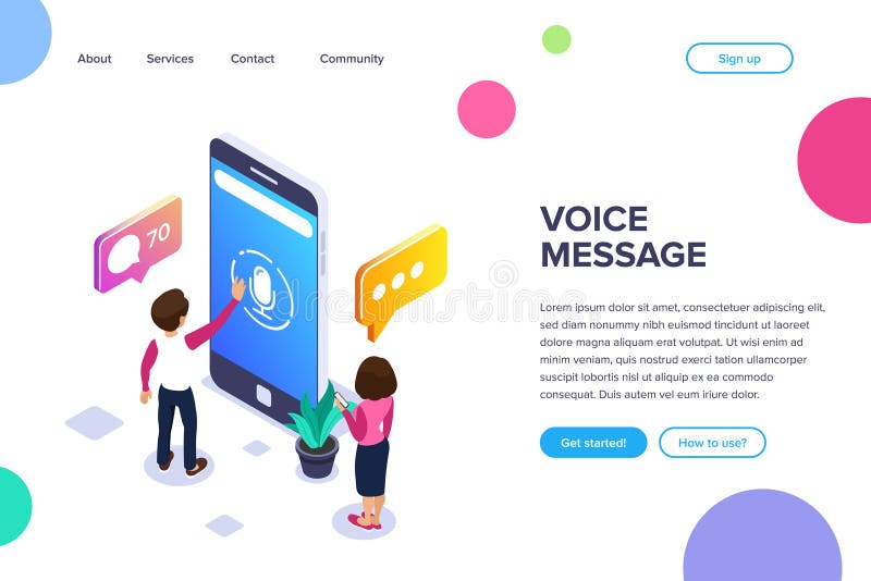 Isometric Voice Message Concept. Use Your Phone To Exchange Voice ...