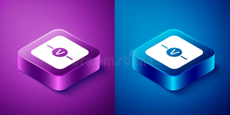 Isometric Voltmeter Electronic Component Icon Isolated on Blue and ...