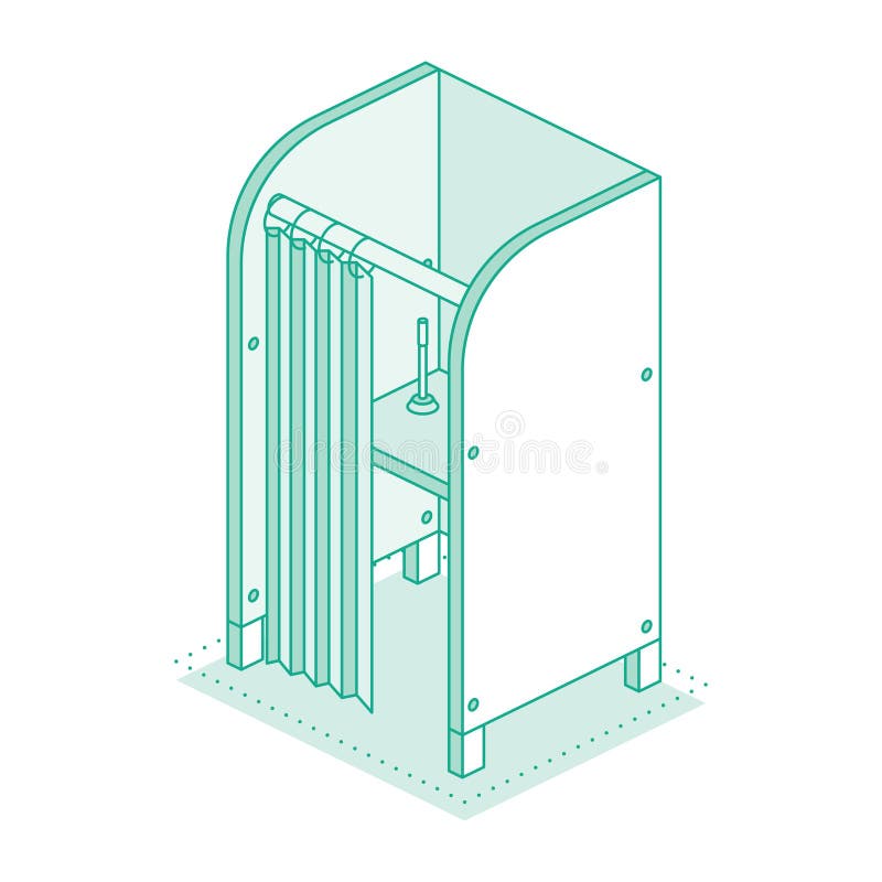 Isometric Voting Booth with Open Curtains and Pen on Desk. Interior of ...