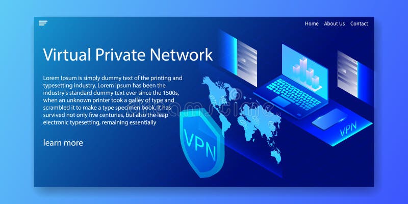 Isometric VPN Concept, Virtual Private Network, Web Template, Vector ...