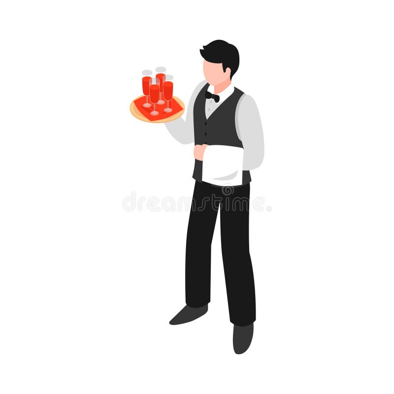 Isometric Waiter Illustration Stock Illustration - Illustration of ...
