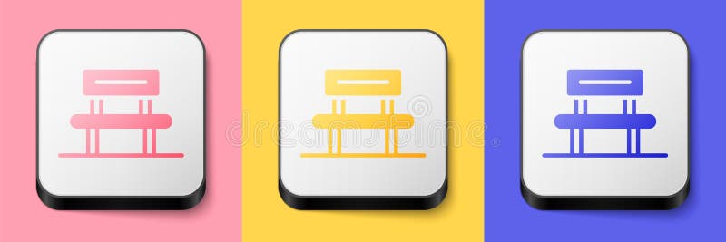 Isometric Waiting Hall Icon Isolated on Pink, Yellow and Blue ...