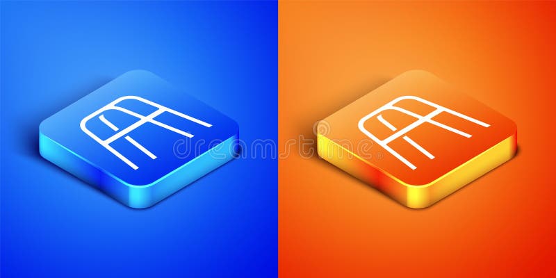 Isometric Walker for Disabled Person Icon Isolated on Blue and Orange ...