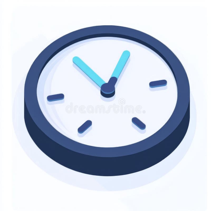 This Isometric Wall Clock Icon is Isolated on White with a Modern ...