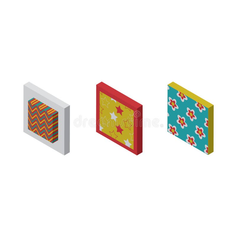 Isometric Wall Frames. Vector Illustration Decorative Design Stock ...
