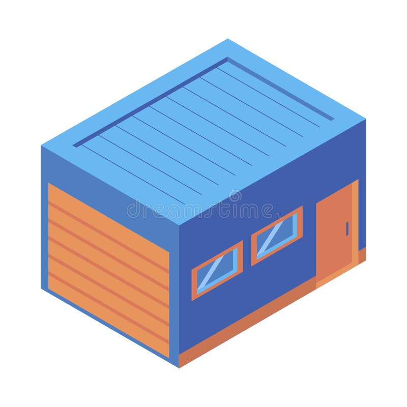 Isometric Warehouse Icon stock illustration. Illustration of industry ...
