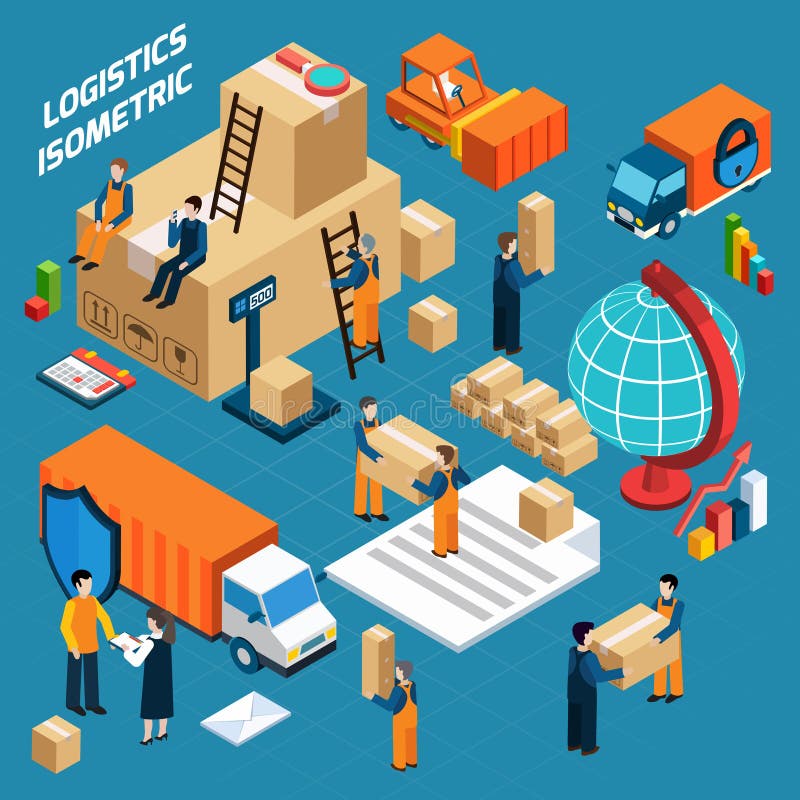 Isometric Warehouse Logistics Banners Stock Vector - Illustration of ...