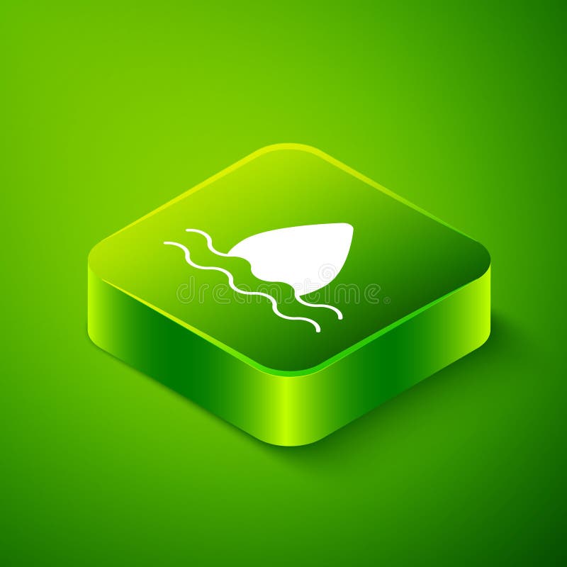 Isometric Water Drop Icon Isolated on Green Background. Green Square ...