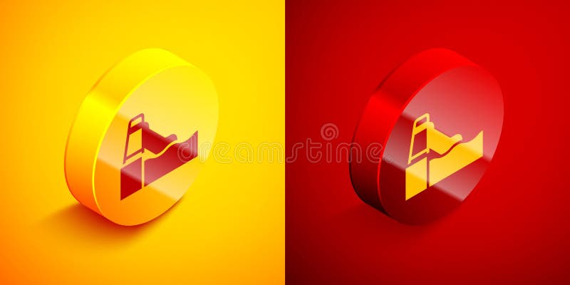 Isometric Water Slide with Pool Icon Isolated on Orange and Red ...