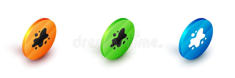Isometric Water Spill Icon Isolated on White Background. Circle Button ...