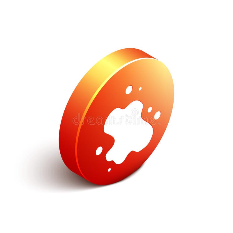 Isometric Water Spill Icon Isolated on White Background. Orange Circle ...
