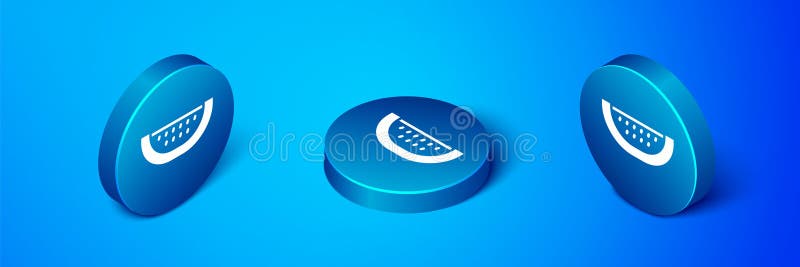 Isometric Watermelon Icon Isolated on Blue Background. Blue Circle ...