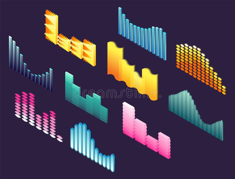 Isometric Wave Charts. Colorful Infographic Design Stock Vector ...