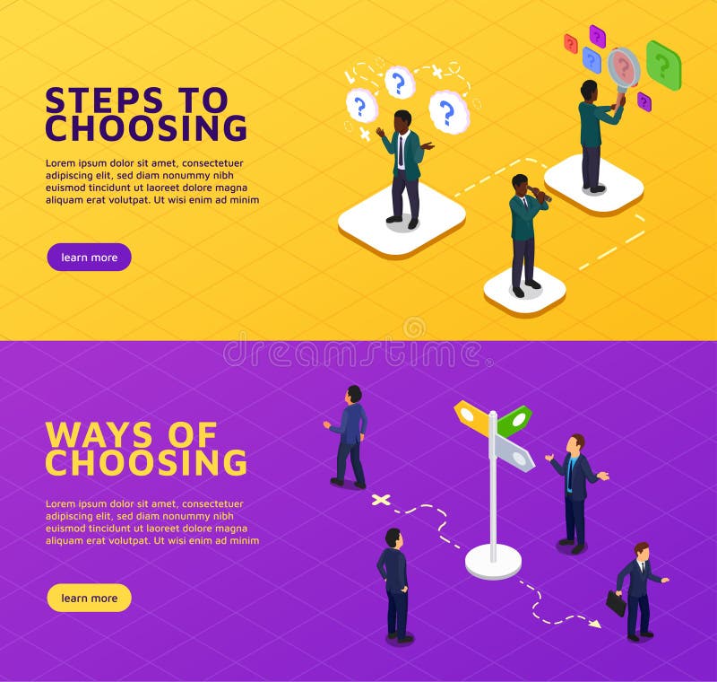 Isometric Ways of Choosing Banner Stock Vector - Illustration of ...