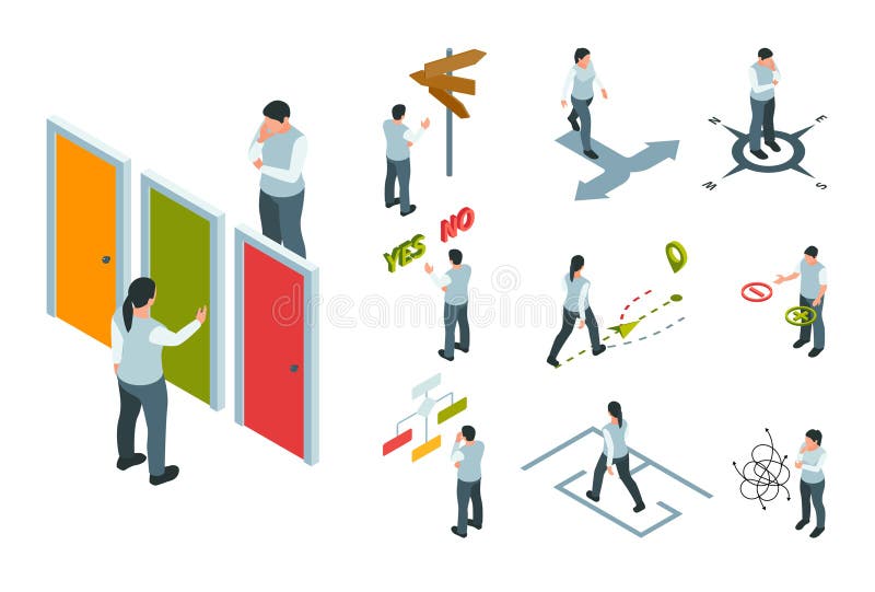 Isometric Ways of Choosing Set Stock Illustration - Illustration of ...