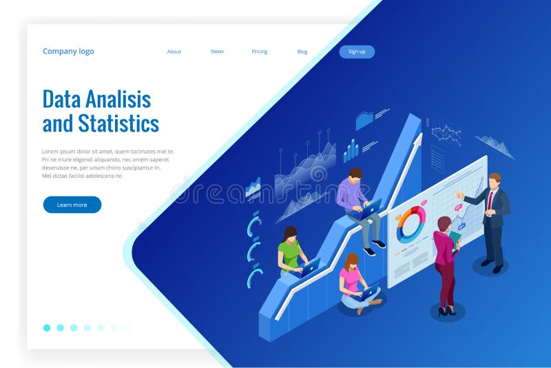 Isometric Web Banner Data Analisis and Statistics Concept. Vector ...