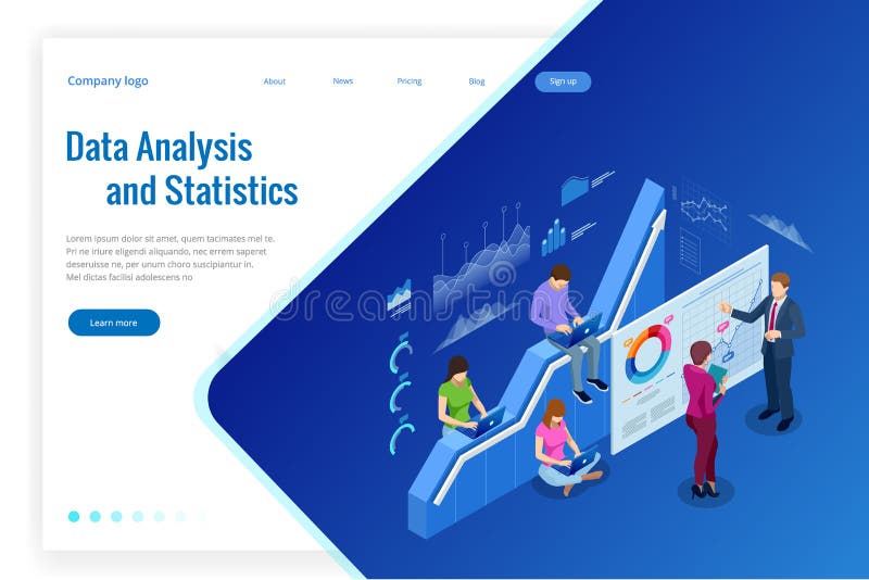 Isometric Web Banner Data Analysis and Statistics Concept. Vector ...
