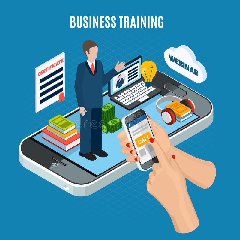 Isometric Webinar Business Training Concept Stock Vector - Illustration ...