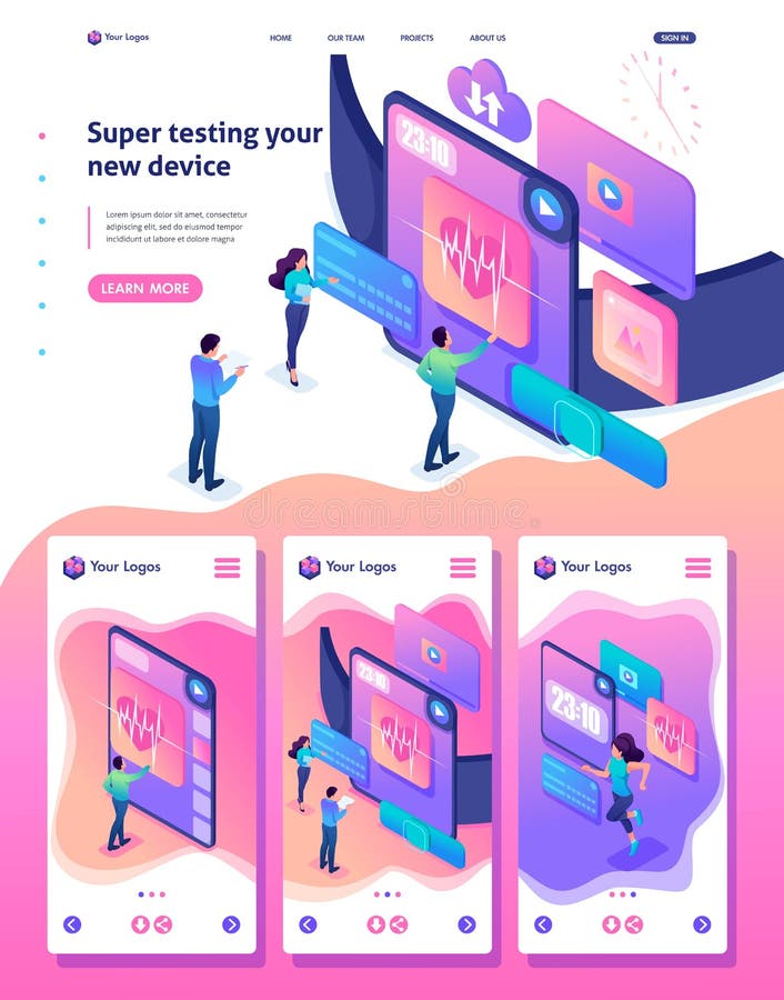 Isometric Team is Testing a New Device Stock Vector - Illustration of ...