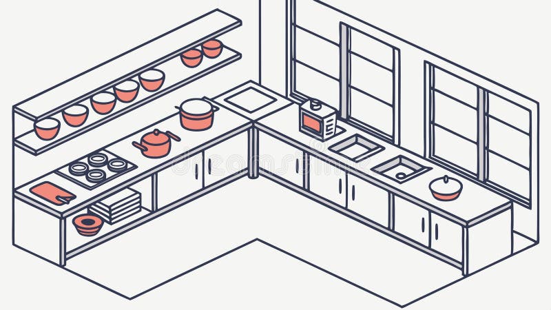 Isometric Well-Equipped Kitchen, Professional Cooking, Vector Design ...
