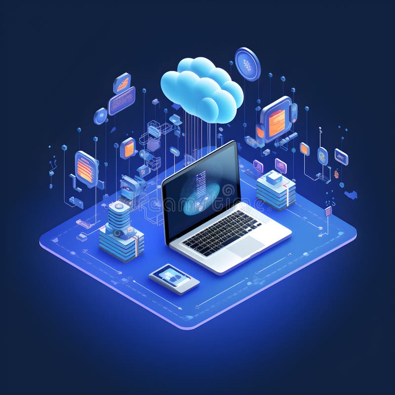 Isometric WiFi and Server Concept Stock Illustration - Illustration of ...