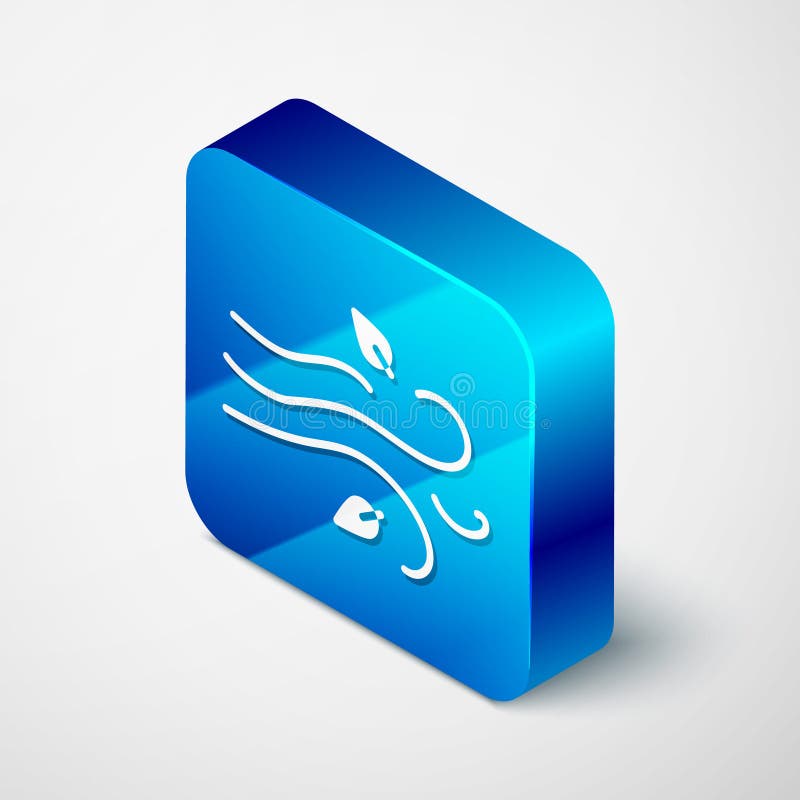 Isometric Wind Icon Isolated on Grey Background. Windy Weather. Blue ...